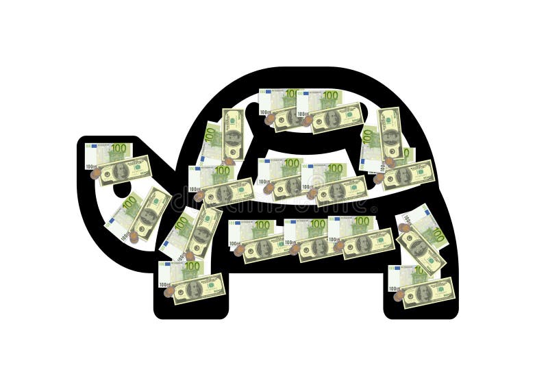 Turtle Covered with Money on White Background Stock Illustration ...