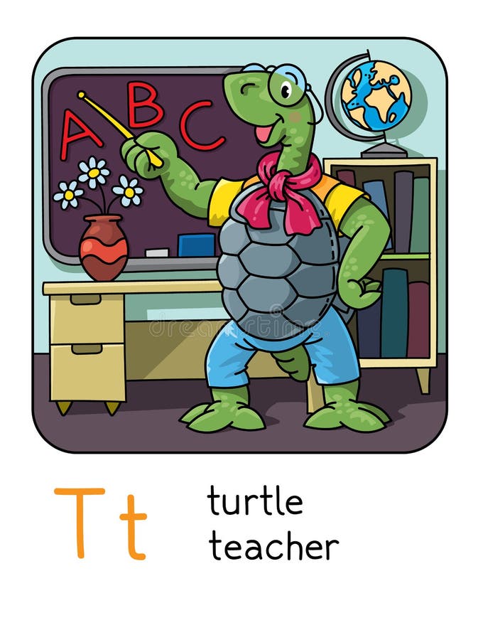 Turtle teacher stock vector. Illustration of cartoon - 25095318