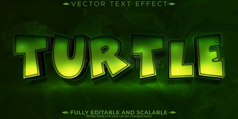 Turtle Text Effect, Editable Cartoon and Hero Text Style Stock Vector ...