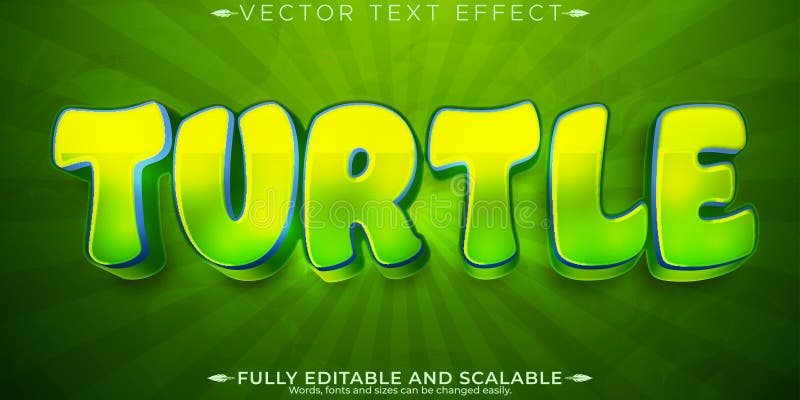 Turtle Text Effect, Editable Green and Tropic Text Style Stock Vector ...
