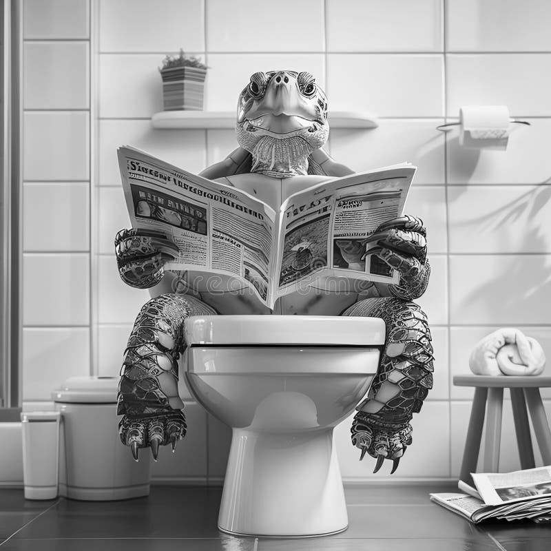 Turtle on Toilet, AI Generated Stock Illustration - Illustration of ...