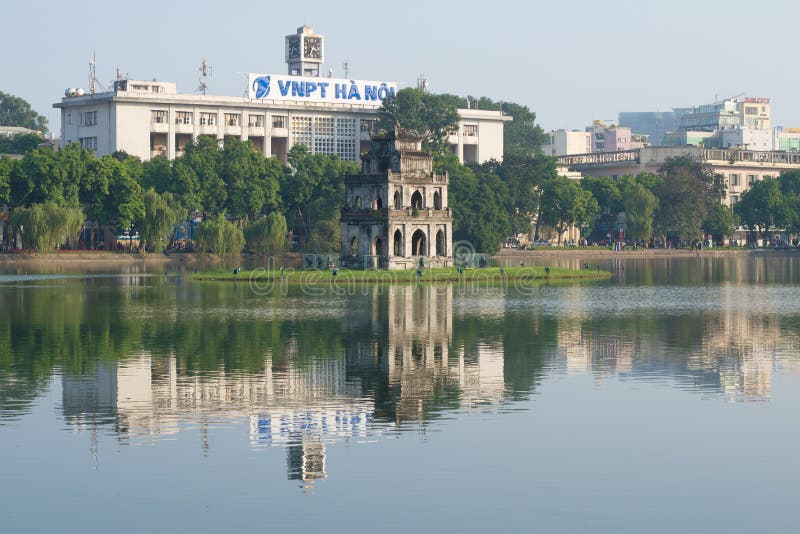 Turtle Tower on the Background of the Main Office Vietnam Posts and ...