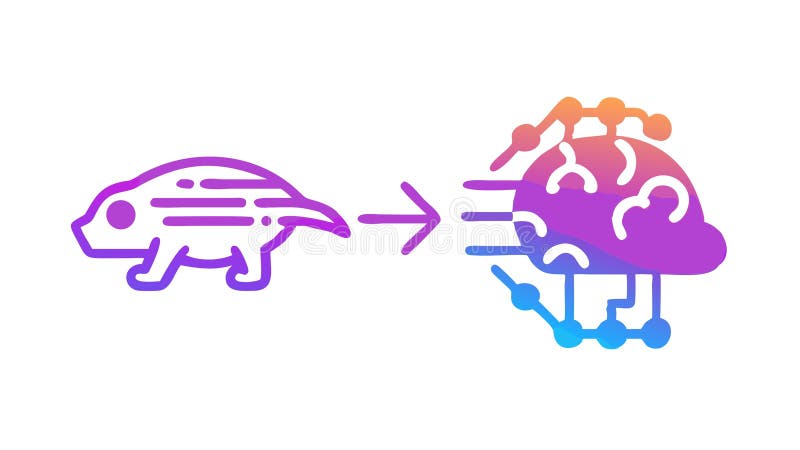 Turtle Transforming into a Digital AI Brain, Slow Evolution, Vector ...