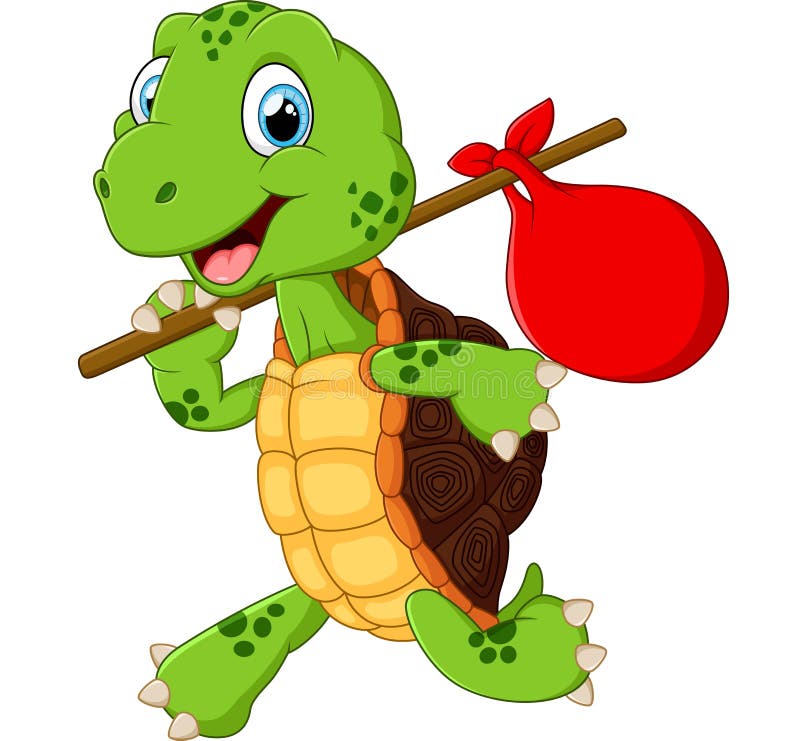 Turtle traveling cartoon stock vector. Illustration of pose - 63528386