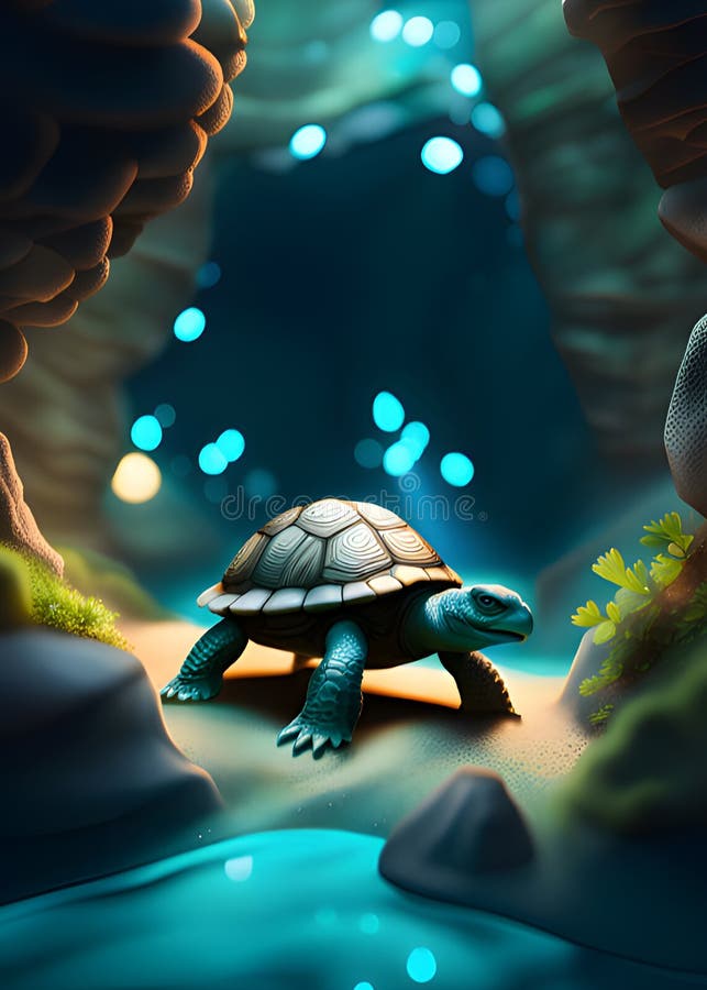 Turtle in a Tropical Forest, Illustration Stock Illustration ...