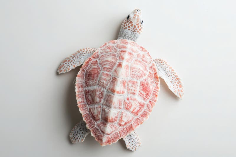 Top Down View Turtle Patterned Shell Minimalist White Surface Stock ...