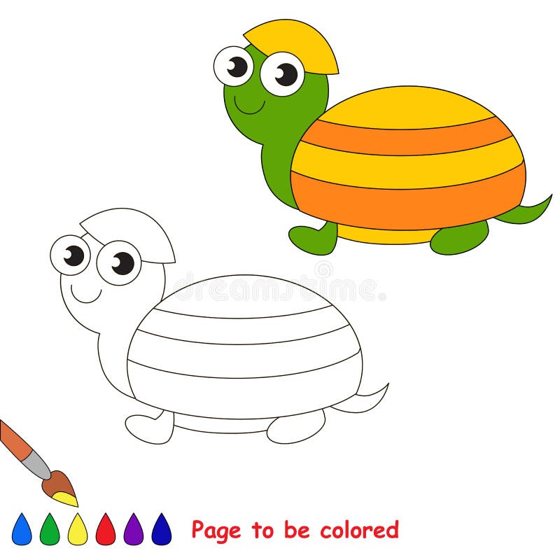 Turtle in Vector Cartoon To Be Colored. Stock Vector - Illustration of ...