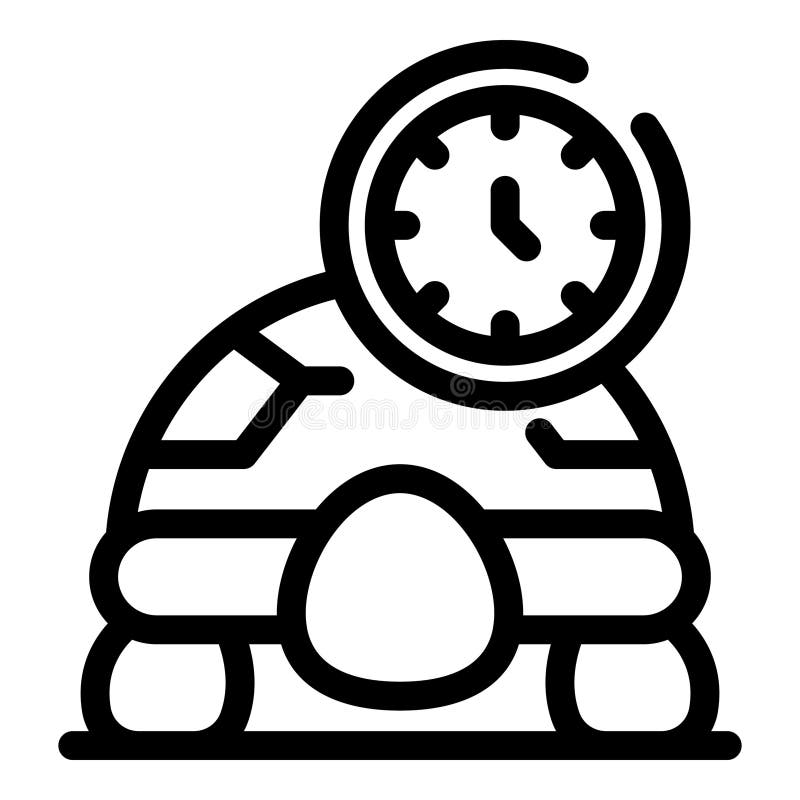 Turtle Walking Slowly with Clock Measuring Time Passing Stock ...