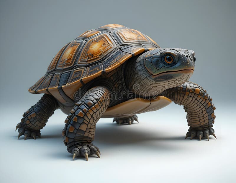 Turtle Walking Slowly Close Up Studio Shot Stock Photo - Image of ...