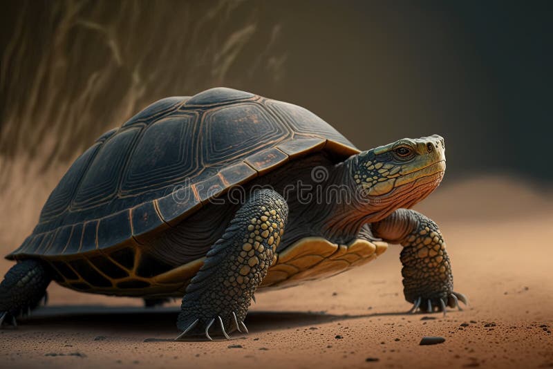 A Turtle Walking Slowly. Generative AI Stock Illustration ...