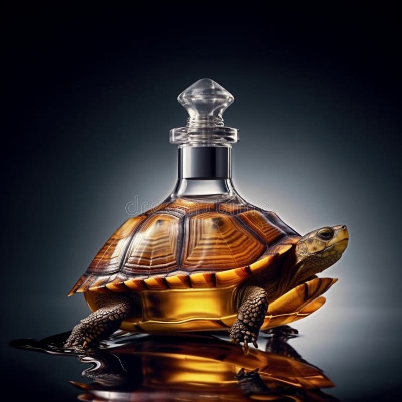 Turtle Walks in a Perfume Bottle Stock Illustration - Illustration of ...