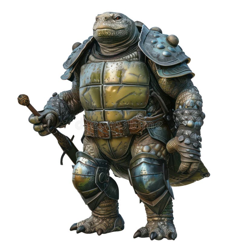 Turtle Warrior Standing Guard Holding Sword Stock Photo - Image of ...