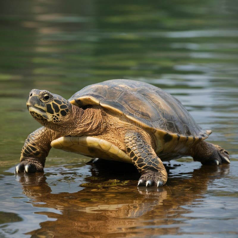 Turtle on the water stock photo. Image of creature, crawling - 325457054
