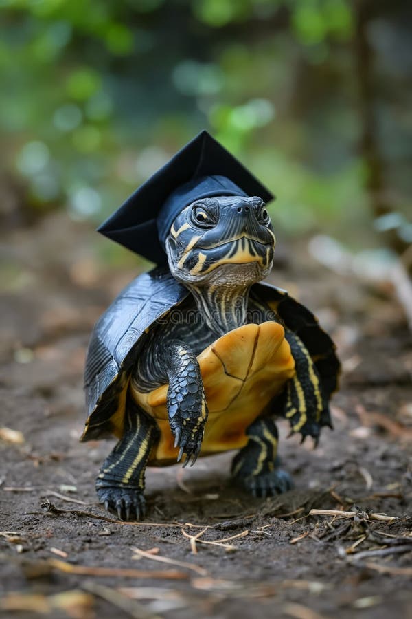 A Turtle Wearing a Graduation Cap on Its Head. Generative AI Stock ...