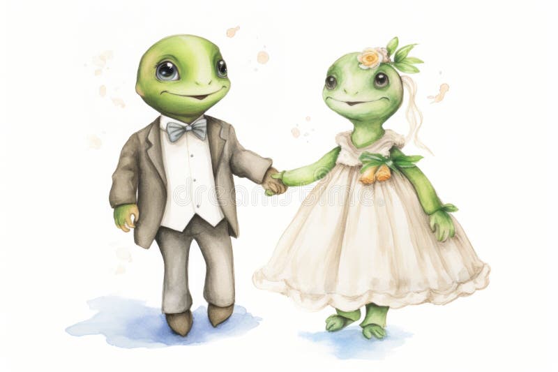 Turtle Married Cartoon Background Stock Vector - Illustration of ...