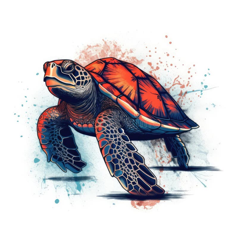 Turtle on White Background Logo Digital Art. Generative AI Stock ...