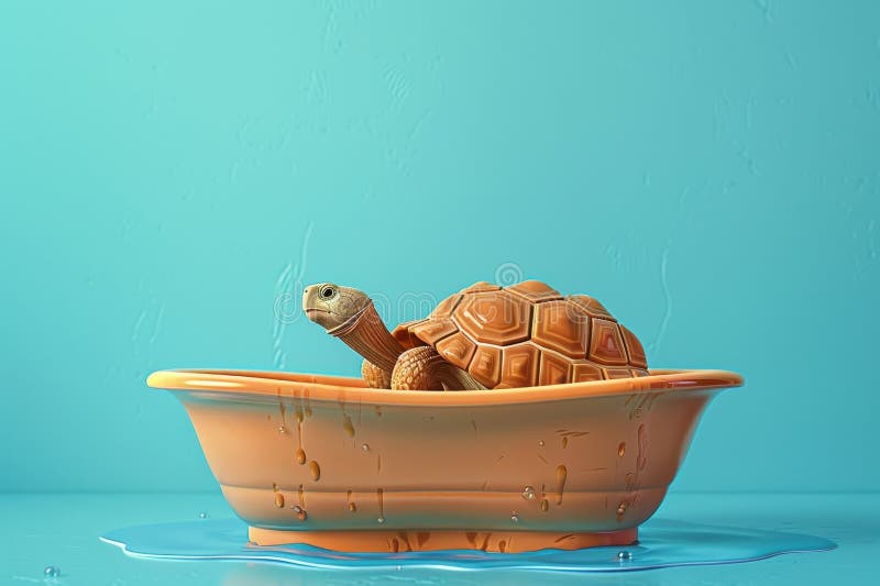 A Turtle is in a White Bowl of Water with Generative AI Stock Photo ...