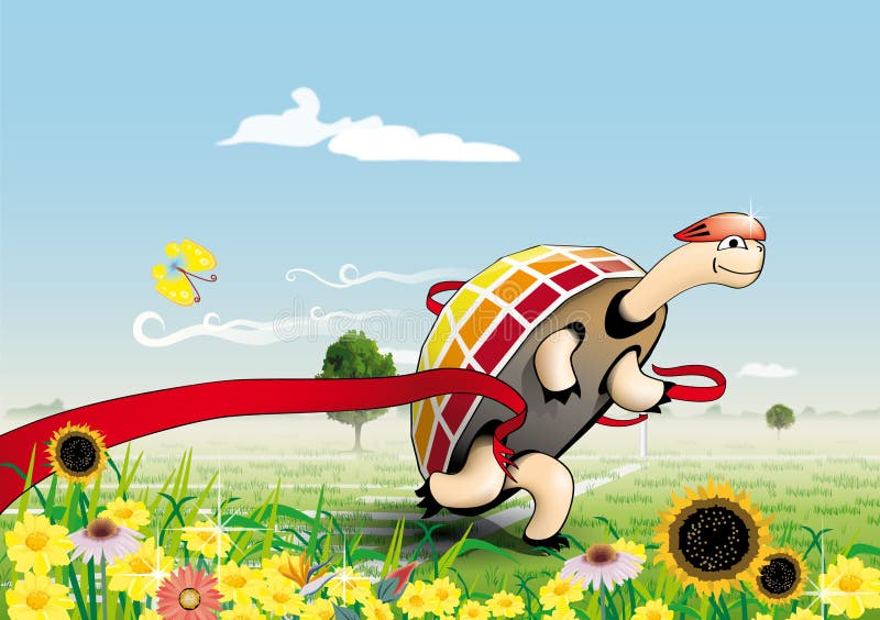 The Turtle Win in Run Competition Stock Vector - Illustration of ...