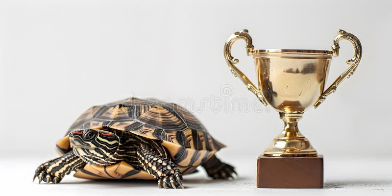 A Turtle and Winning Trophy As a Concept of Perseverance Stock Image ...