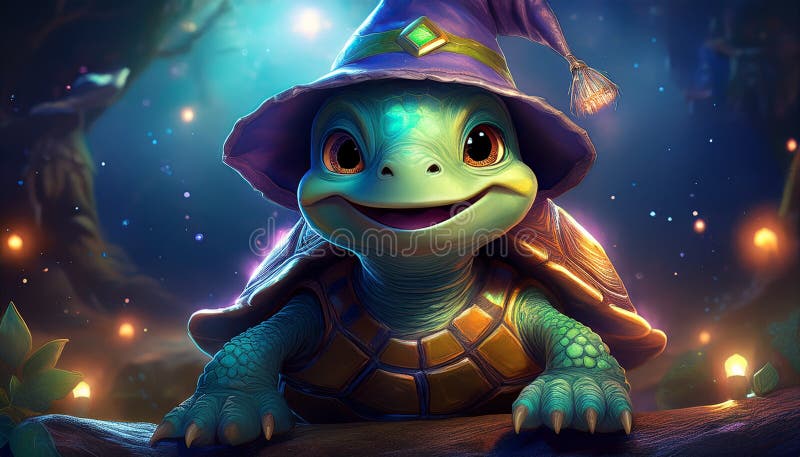 Turtle with a witch s hat stock illustration. Illustration of person ...