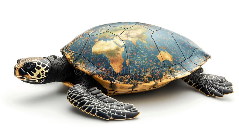 A Turtle with the World Map Painted on Its Shell, a Conceptual Piece ...