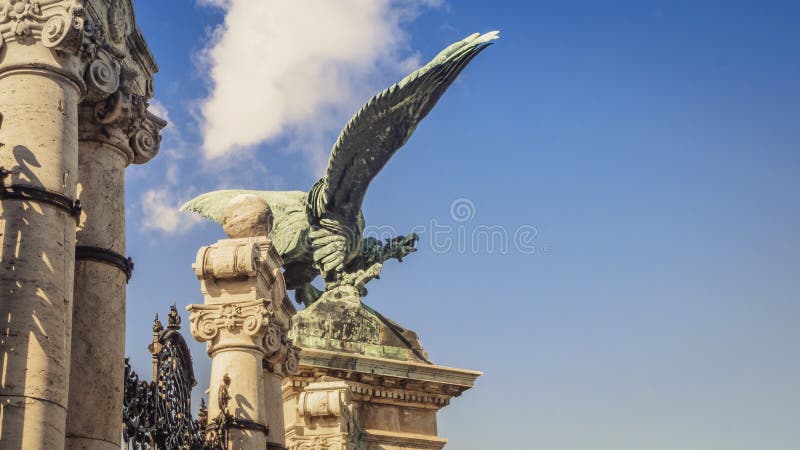 Turul Eagle Statue at Main Gate of Buda Castle in Budapest, Hungary ...
