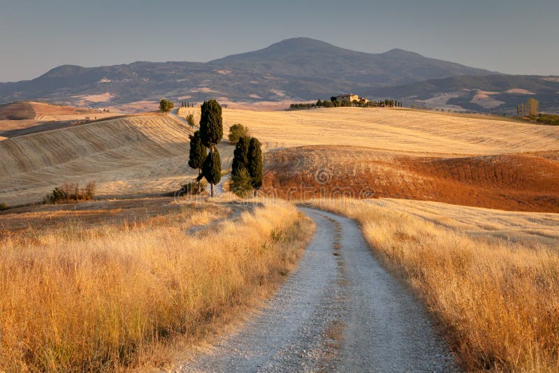Tuscan Countryside at Sunset, Italy Stock Photo - Image of pienza ...