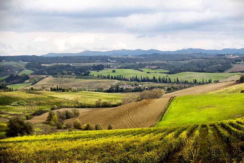 Tuscan Fields stock image. Image of historic, clouds - 34911481