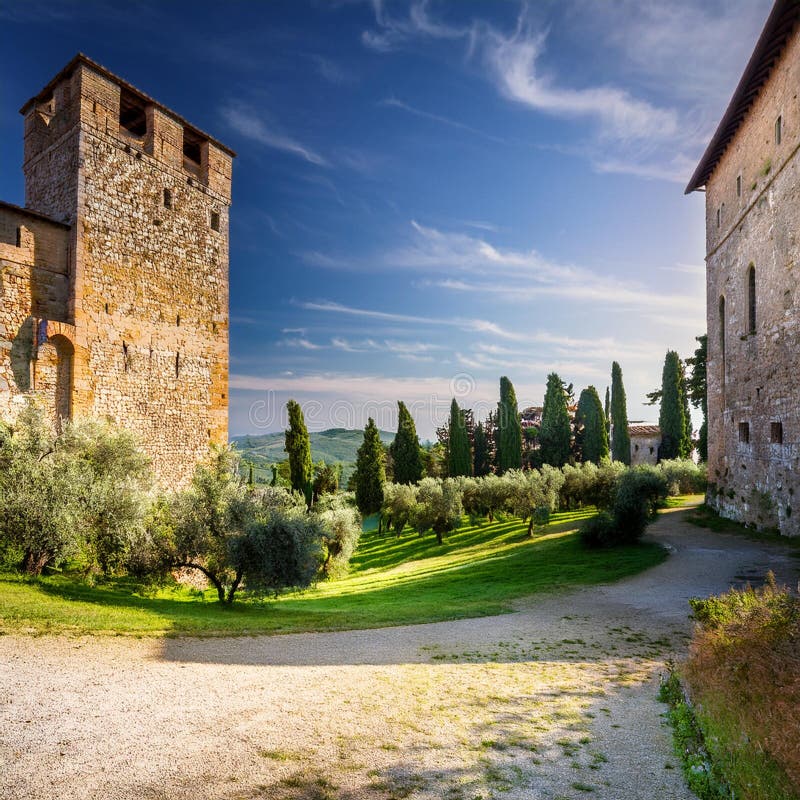 Tuscan Medieval Stone Castle, AI Generated Stock Illustration ...