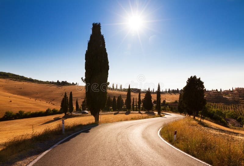Tuscan road stock photo. Image of country, blue, road - 26863842