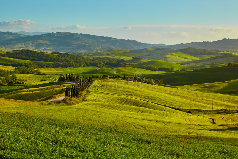 Tuscany hills. stock image. Image of amazing, spring - 55717763