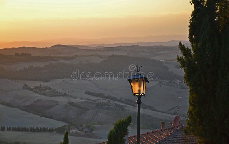 Tuscany Landscape at Sunset Stock Image - Image of sightseeing, europe ...