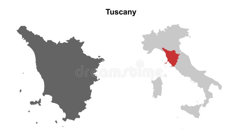 Tuscany outline map stock vector. Illustration of italian - 378993909
