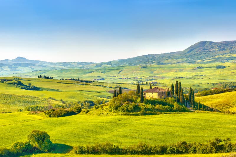 Tuscany at spring stock image. Image of farmhouse, idyllic - 41377379