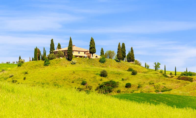 Tuscany at spring stock photo. Image of peaceful, farmhouse - 41598778