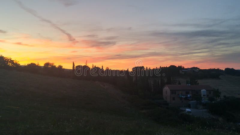 Tuscany sunset stock image. Image of tuscany, sunset - 96303761