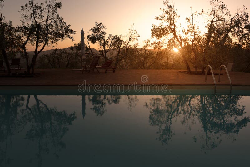 Tuscany, a Swimming Pool at Sunset Somewhere in Val D`Orcia - 05/30 ...