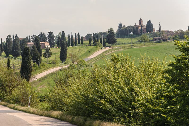 Tuscany Valley with Single Lane Road Stock Photo - Image of freshness ...