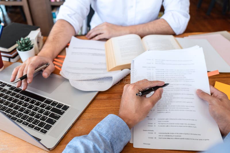 Tutor Books with Friends Education, Group Students Studying and ...