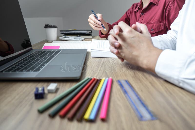 Tutor Books with Friends Education, Group Students Studying and ...