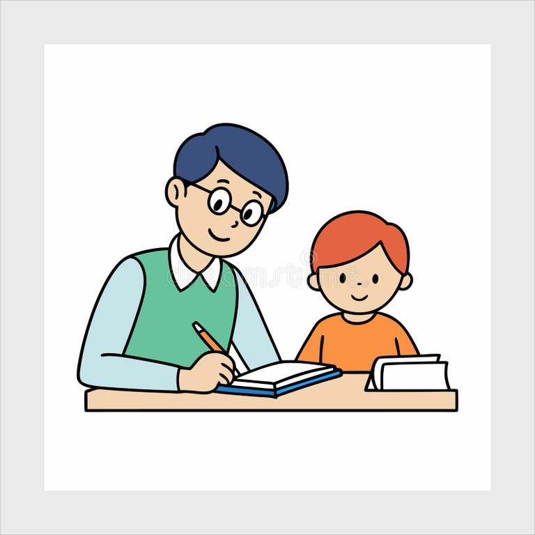 A Tutor Helping a Student Vector Illustration . Stock Vector ...