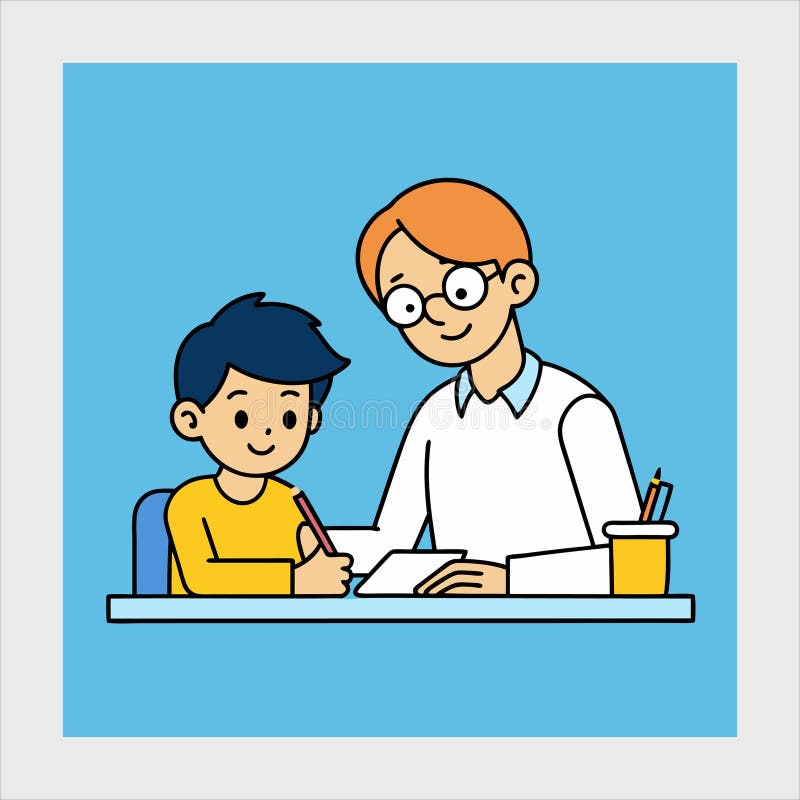 A Tutor Helping a Student Vector Illustration. Stock Vector ...