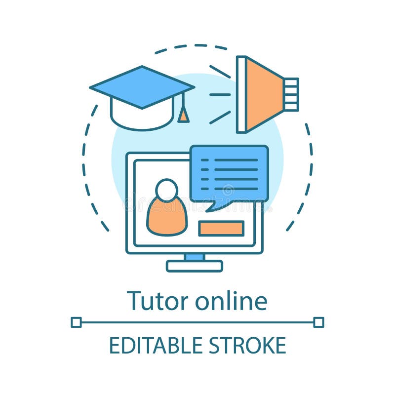 Tutor online concept icon stock vector. Illustration of distant - 178582114