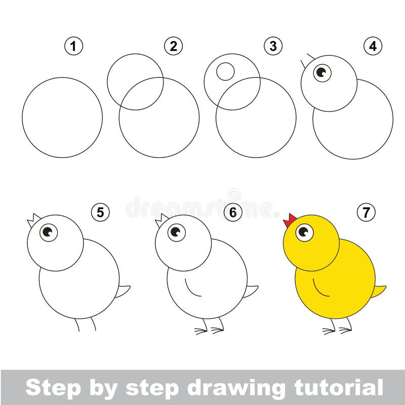 Tutorial Del Dibujo Cómo Dibujar El Pollo Divertido Ilustración del ...