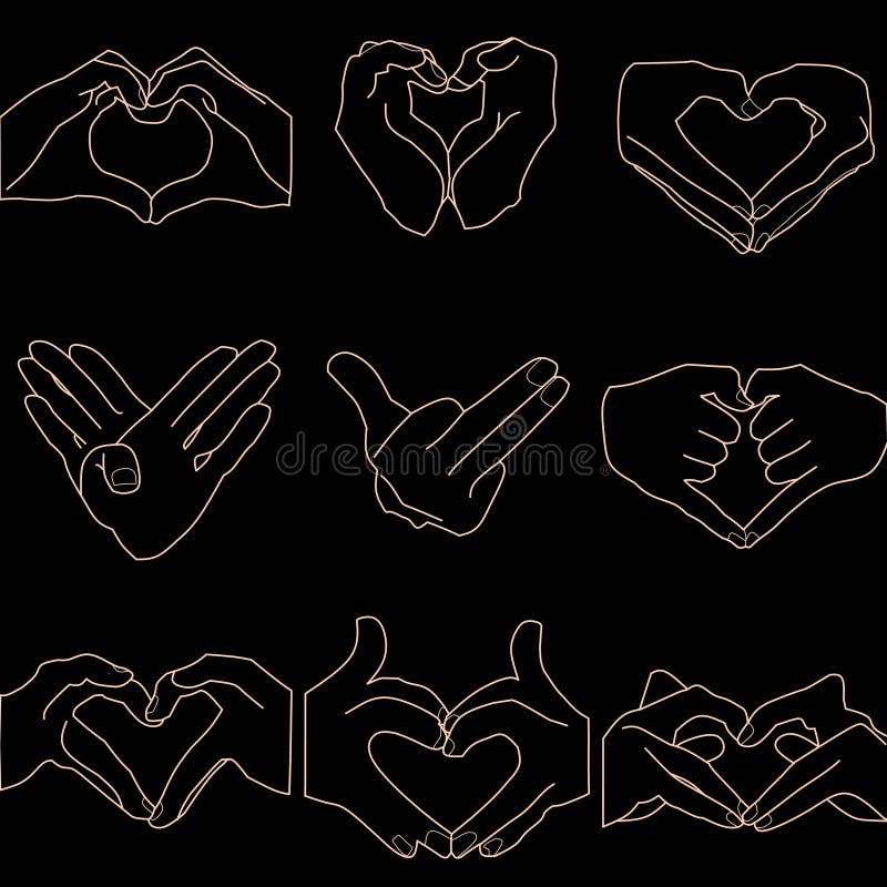 Tutorial Hand Illustration Forming Various Shapes of Love Signs Stock ...