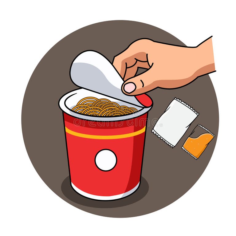 Tutorial How To Cook Cup Noodle Step One Vector Stock Vector ...