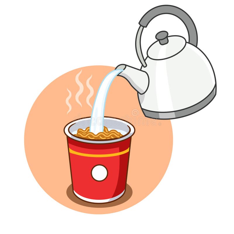 Tutorial How To Cook Instant Cup Noodle Step 3 Stock Vector ...
