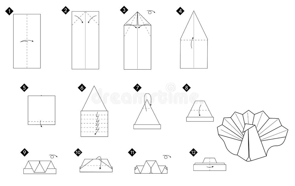 Tutorial How To Make Origami Peacock. Step by Step Instructions Stock ...