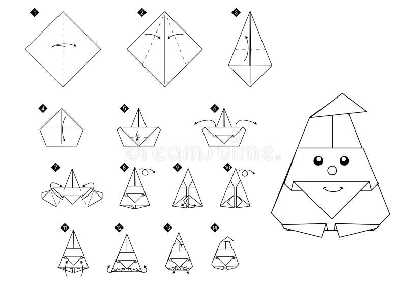Tutorial How To Make Simple Origami Santa Claus Stock Vector ...