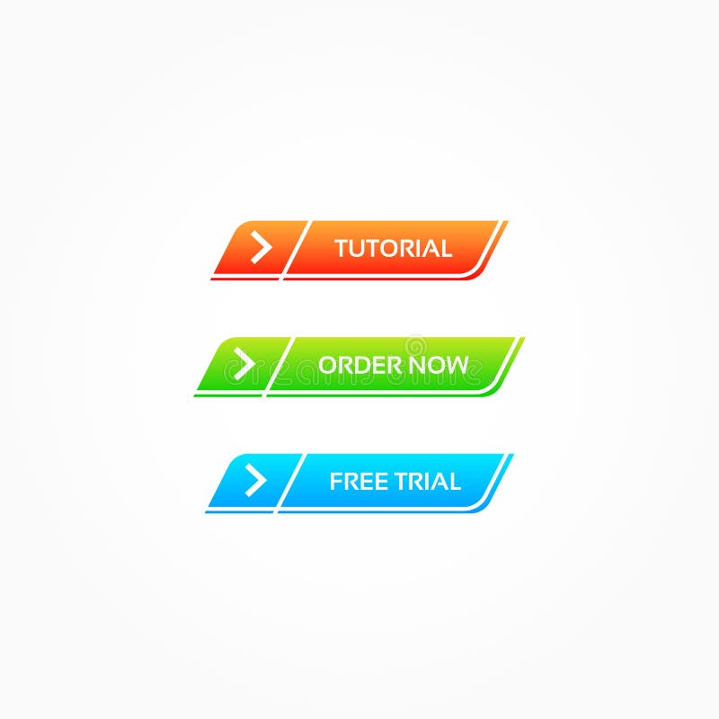 Tutorial, Order Now & Free Trial Buttons Stock Vector - Illustration of ...
